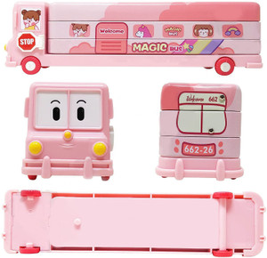 Flipkart.com | NITYA ENTERPRISE Pink Bus Compass 2 Art Metal Pencil Box ...