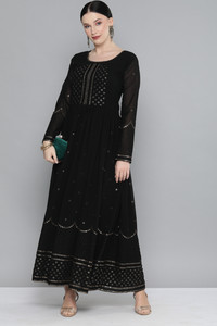Lymi Label Women Ethnic Dress Black Maxi/Full Length Dress - Buy Lymi ...