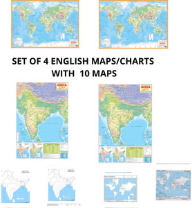 Set of 4 ENGLISH (MAPS/CHARTS) +10 Practice Outline Map | non laminated ...
