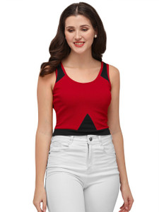 SOLNISHKO Casual Color Block Women Red Top - Buy SOLNISHKO Casual Color ...