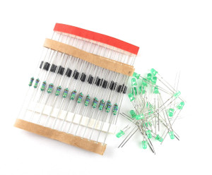 SAMAES Combo pack of 10 pics 3mm Green Led, 1N4007 Diode,270K Resistor ...