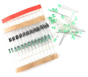 SAMAES Combo pack of 25 pics 3mm Green Led, 1N4007 Diode,270K Resistor ...