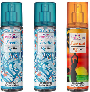 PINKROOT Elegant & Sensual Perfumed Body Spray for Women, Pack of 3 ...