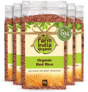 Farm India Organic Red Rice | USDA Organic | Vacuum Packed | 5 kg | 100 ...