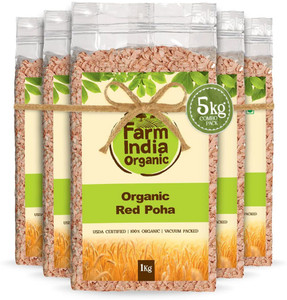 Farm India Organic Red Poha | USDA Organic | Vacuum Packed | 5 kg | 100 ...