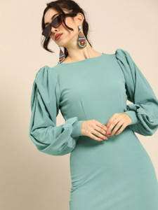 The Dev Super Store Women Maxi Light Blue Knee Length Dress - Buy The ...