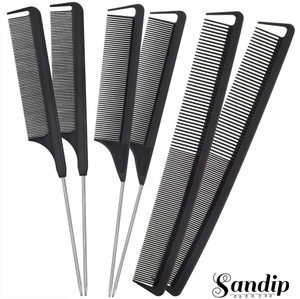 SANDIP 6 Pieces Parting Rat Tail Hair Cutting Comb Set for Braids Salon ...