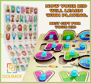 DOUMOF Wooden Alphabet Educational Puzzle Board ||ABCD Alphabet ...