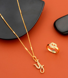 Jewel WORLD Y name letter Diamond Pendant locket chain with letter ring ...