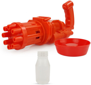 Crazeis Red Bubble Maker & Blower Bubble Gun with Liquid Container Toy ...