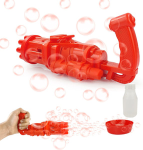 Toykart Red Bubble Maker & Blower Bubble Gun with Liquid Container Toy ...