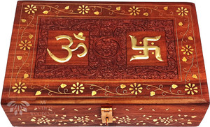 FORESTIS GALLINARIA Equisitely Hand Brass-Filled Wooden Swastik Good ...