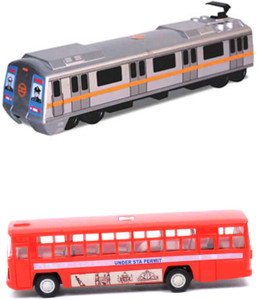 centy Metro Train and City Bus Combo Mini Pull Back Back Toy for Kids ...