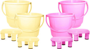 Morvi Plastic Prime Bucket 25 LT & Patra For Home&Kitchen, 4 Pc, 25 Ltr ...