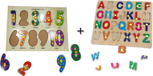 Poktum Wooden Combo Alphabet+1 To 10 Pack of 2 Board Learning Education ...