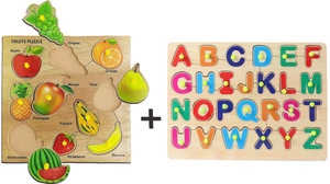 SAFESEED Best New Educational Wooden Fruits With ABCD Alphabet Puzzle ...