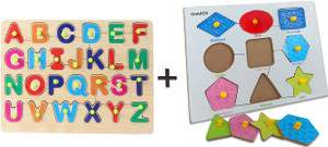 SAFESEED Learning Wooden Alphabet Puzzle Set ABC Letter & Shapes ...