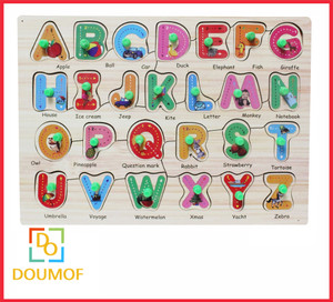 DOUMOF Wooden Alphabet Educational Puzzle Board ||ABCD Alphabet ...