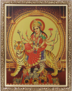 BM Traders Maa Durga Golden Foil Photo In Copper Gold Artwork Frame Big ...