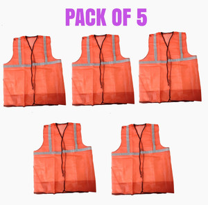 Arnivo Orange Nylon Net Safety Jacket With Reflective Tape Safety ...