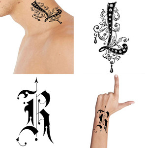 Ordershock LR Name Letter Tattoo Waterproof Boys and Girls Temporary ...