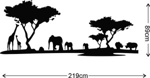 Wallzone Jungle Animals|Trees|Black Theme Large Vinyl Wallsticker For ...