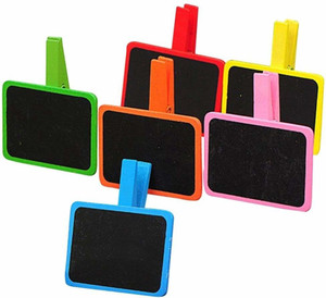DEZIINE 6Pcs Mini Clip On Blackboard Wooden Colorful Chalkboard - 6Pcs ...