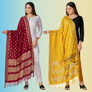 ASHWATH Silk Blend Self Design, Solid Women Dupatta - Buy ASHWATH Silk ...