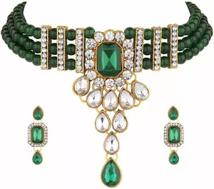 AVIKSHA CREATIONS Mother of Pearl, Alloy Gold-plated Green Jewellery ...