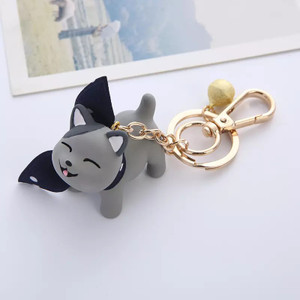 KYOP Cute 3D Smiling Cat Keychain With Bell(Black) Key Chain Price in ...