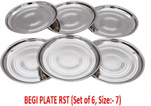 SEGA Stainless Steel Plates 22G BEGI PLATE RST (Set of 6, Size:- 7 ...