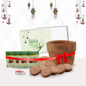 Kraft Seeds KSDC-02 Coco Pot + Peat Diwali Diya,Diwali Wishes Note,Veg ...