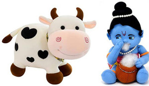 Crispy toys Cartoon Character Soft Plush Cow & Krishna Teddy For Kids ...