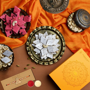 HyperFoods Shiva Rakhi for brother combo with sweets Rose Katli Kaju ...