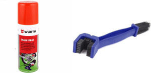 Wurth CHAIN LUBE (SPRAY) 150ML & Motorcycle Bike Chain Cleaner Brush ...