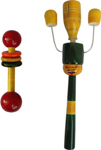 Homekrafts Wooden set of two sounding baby rattles for new borns (Tik ...