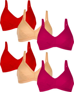 Flowsy Teen Cotton Bra Non-Padded, Non-Wired Daily Use Bra Pack of 6 ...