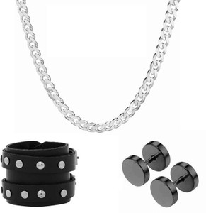 KJ Verma Stainless Steel Silver, Black Jewellery Set Price in India ...