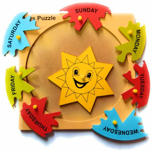 Saunidh Wooden Days of The Week Educational Knob Puzzle Board Toy for ...