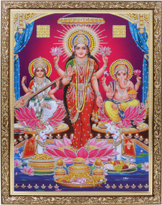 BM Traders Lakshmi Saraswati Ganesh Zari Photo In Copper Gold Frame Big ...