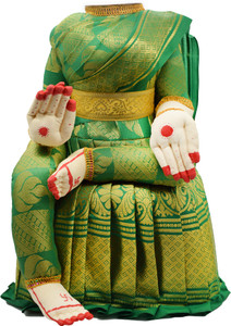 Puja N Pujari Fabric Varalakshmi Idol Green and Gold Saree Showpiece ...