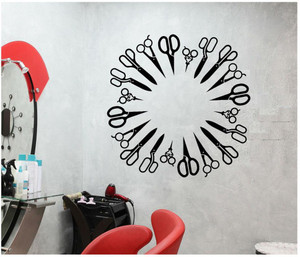 LYOMAN 60 cm Vinyl Wall Decal Scissors Beauty Hair Salon Haircut ...
