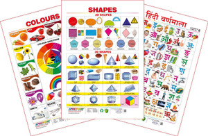 Spectrum Set of 3 Educational Wall Charts (Colours, Shapes & Hindi ...