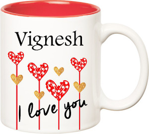 HUPPME I Love You Vignesh Inner Red (350 ml) Ceramic Coffee Mug Price ...