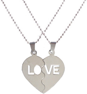 Men Style Look Trendy Couple Heart Lockets With Chain Stainless Steel ...
