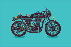 Cafe Racer Blue 24x36inch Fine Art Print - Abstract posters in India ...