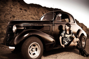 Vintage Car & Girl Poster by Dstore Paper Print - Vehicles posters in ...