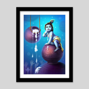 Little Krishna Laminated & Framed Wall Mounted Photographic Paper ...