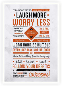 Laugh More Typography Motivational Quotes Paper Print - Quotes ...