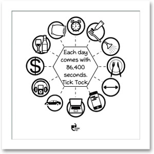 Each day comes with 86400 seconds White Square Frame Paper Print ...